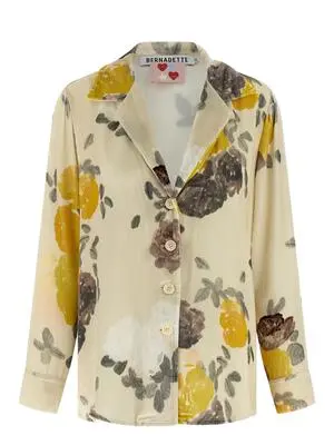 Bernadette Louis" Printed Velvet Shirt - Multicolor
