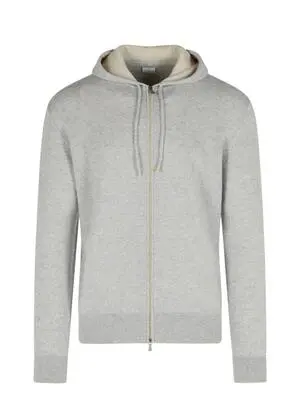 Eleventy Zip-up Knitted Hoodie - Grey