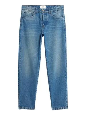 Ami Logo Patch Straight Leg Jeans - Blue