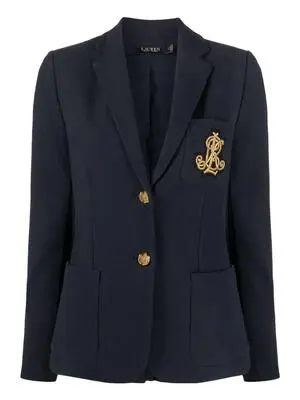 Ralph Lauren Single Breasted Logo Patch Blazer - Black