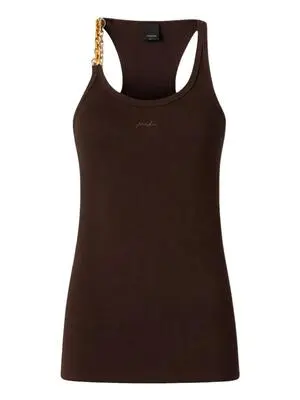 Pinko Sleeveless Chain-strap Tank Top - Black