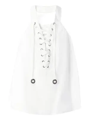 Pinko Pinko Lace-Up Halterneck Blouse White