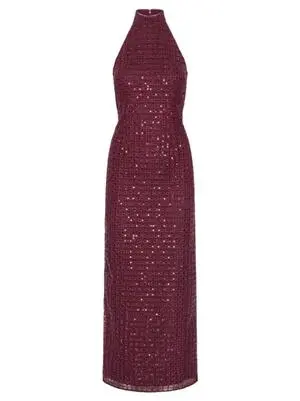 ROTATE BY BIRGER CHRISTENSEN Beaded Maxi Dress - Zinfandel