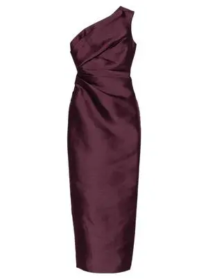 Solace Sleeveless Asymmetrical Gown With Pleated Details - Red