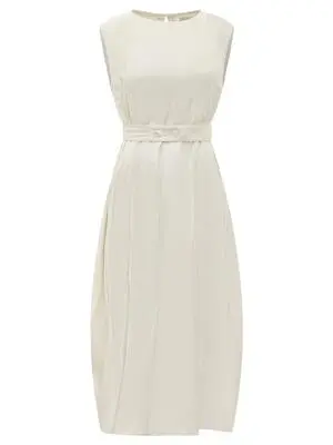 Studio Nicholson Sleeveless Wide Strap Belted Dress - White