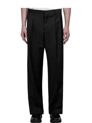 SUNFLOWER Pleated Wide-leg Trousers - Black