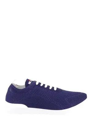 Kiton Knitted Fabric Sneakers With Embroidered Logo - Blunavy