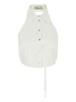 Blumarine Strappy Cropped Gilet Jacket - White