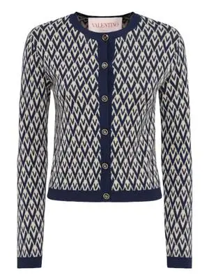 Valentino Garavani Wool Jacquard Cardigan - Black