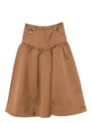 GANNI Gathered Yoke Skirt - Brown