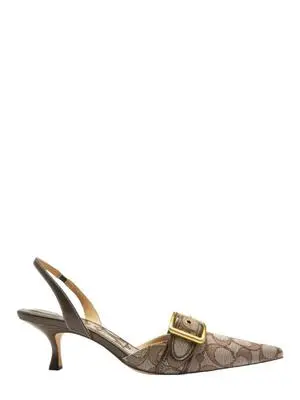 COACH Signature Jacquard Slingback Sandals - Oak/maple