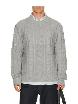 ASHER Andre Cable Knit Pullover Sweater - Grey