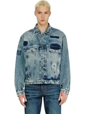 DIESEL® Distressed Patch Trucker Jacket - Blue