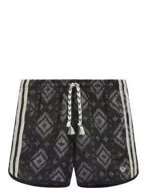 Adidas Heritage Print Drawstring Shorts - Black