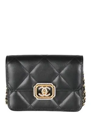 CHANEL Chanel Quilted Calfskin Strass Mini Flap Bag