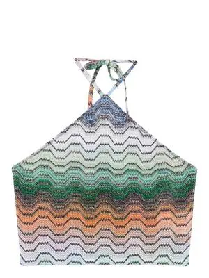 Missoni Zigzag Knit Halterneck Top - Green
