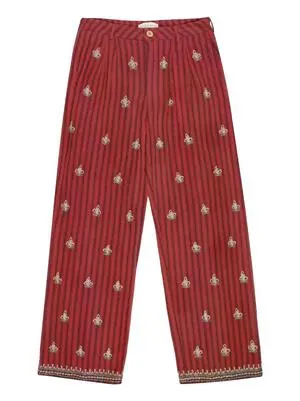 MAISON HOTEL Embroidered Striped Trousers - Red