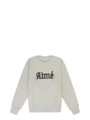 Aimé Leon Dore Houndstooth Appliqué Crew Neck Sweater - Neutrals