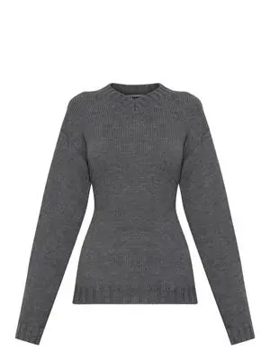 JIL SANDER Ribbed-knit V-neck Sweater - Grey