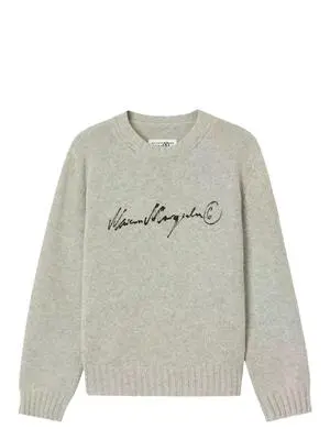 MAISON MARGIELA MM6 Maison Margiela Grey Logo Print Cut-Out Sweater Grey