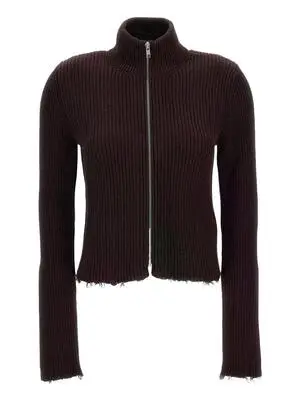 MAISON MARGIELA Frayed-hem Zip-fastening Cardigan - Red