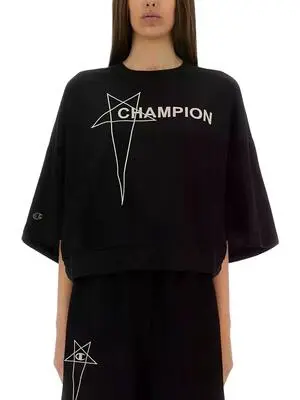 Rick Owens Logo Print Cropped T-shirt - Black