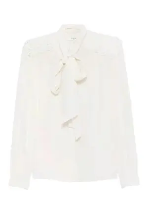 Chloé Lace-panelled Pussy-bow Blouse - Neutrals