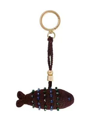 Sandro Fish-shape Crochet Bag Charm - Brown