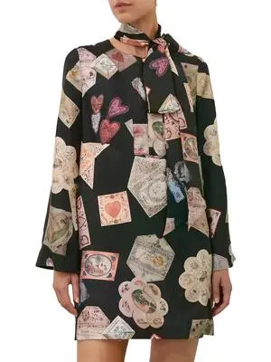 Zimmermann Dream Tie-neck Mini Dress - Black