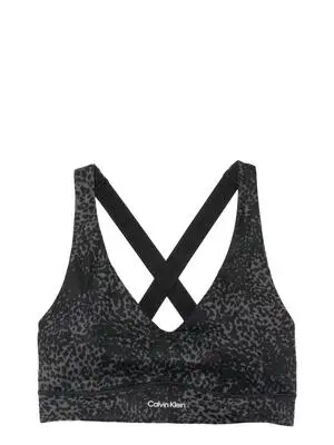 Calvin Klein Leopard-print Sports Bra - Black