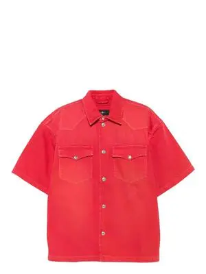 7 For All Mankind Logo-patch Short-sleeve Overshirt - Red