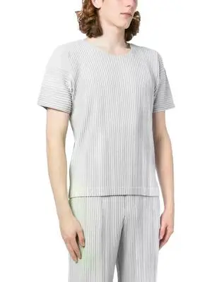 Issey Miyake Pleated Crew-neck T-shirt - Grey