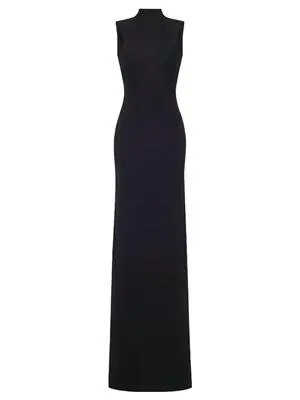 Adam Lippes Sleeveless High Neck Maxi Dress - Black