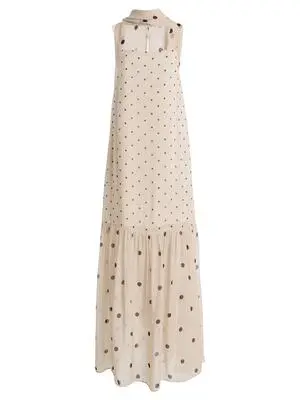 HOUSE OF DAGMAR Polka Dot Maxi Slip Dress - Ivory