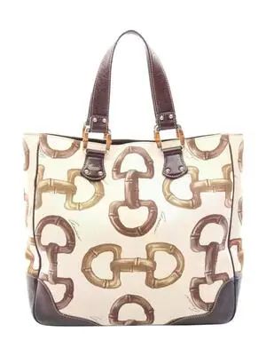 Gucci 2000s Bamboo Horsebit Tote Bag - Neutrals