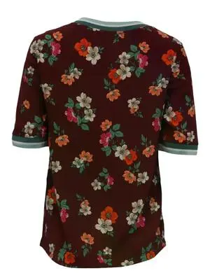 Maje Floral Print Ruched Top - Red