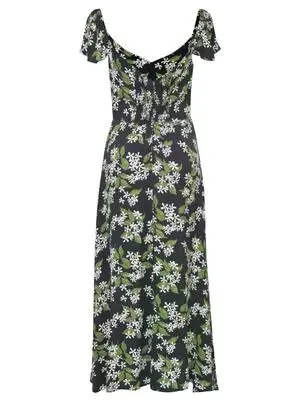 REFORMATION Floral Print V-neck Dress - Black