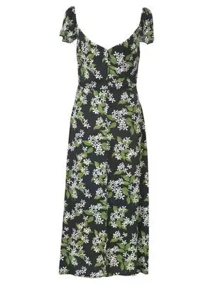 REFORMATION Baxley Floral-print Midi Dress - Black