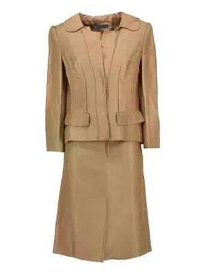 Alberta Ferretti Beige Contrast Stitch Suit - Neutrals