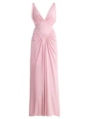 Versace Pleated V-neck Gown - Pink