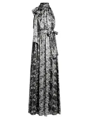 COLLINI MILANO Meg Bow-detail Halterneck Maxi Dress - Black
