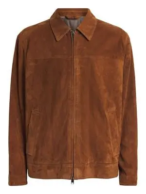 Brioni Lambskin Suede Bomber Jacket - Brown
