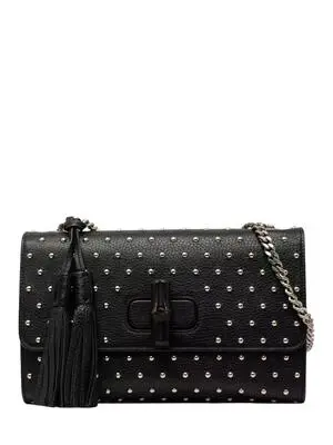 Gucci Medium Studded Leather Miss Bamboo Crossbody Bag - Black