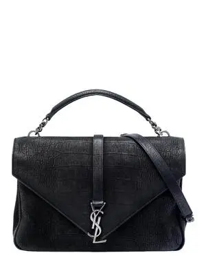 Saint Laurent Monogram College Satchel - Black