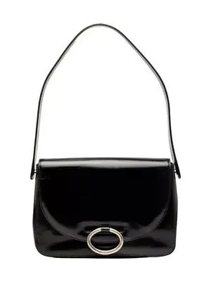 Prada Spazzolato Leather Flap Shoulder Bag - Black