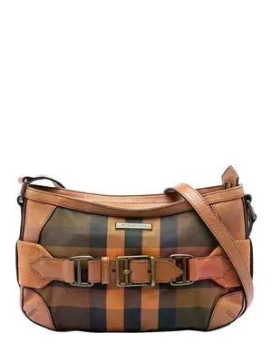 Burberry Mega Check Canvas And Leather Belted Crossbody Bag - Brown