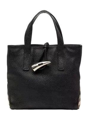 Burberry Burberry Grainy Calfskin Horn Toggle Tote Bag Black