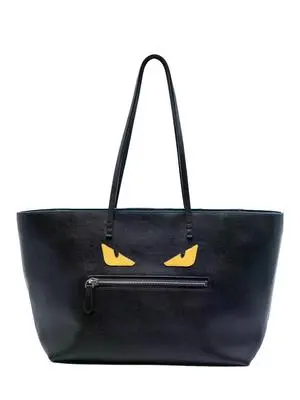 Fendi Leather Roll Tote Bag - Black