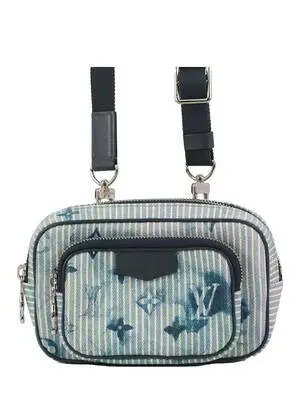 LOUIS VUITTON Monogram Denim Watercolor Hickory Stripes Pouch Crossbody Bag - Blue