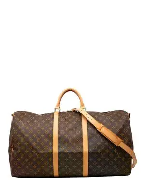 LOUIS VUITTON Monogram Keepall Bandouliere 60 Travel Bag - Brown